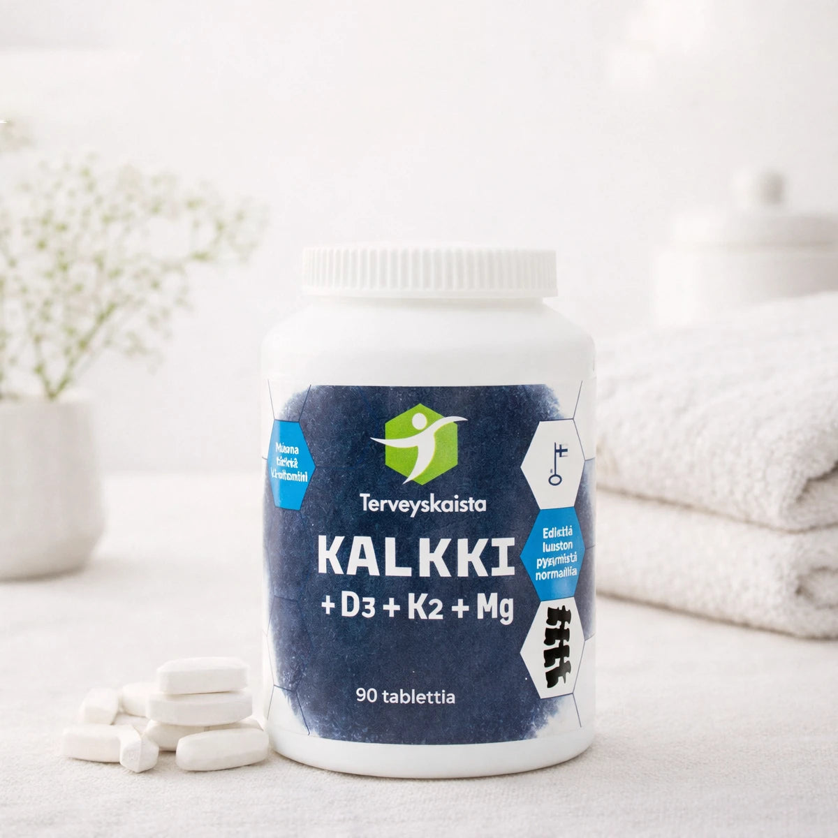TERVEYSKAISTAN Kalkki + D3 + K2 + Mg tabletti 90 kpl – Nettiapteekki.fi